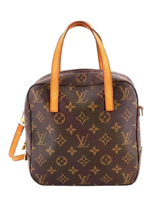 LOUIS VUITTON Spontini Handbag Monogram Canvas Satchel - Brown