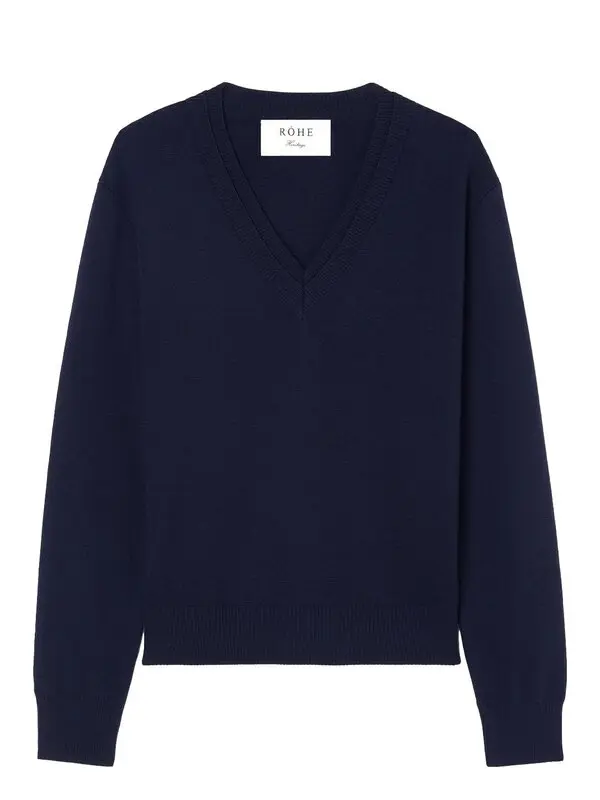 RÓHE Double V-neck Sweater - Blue
