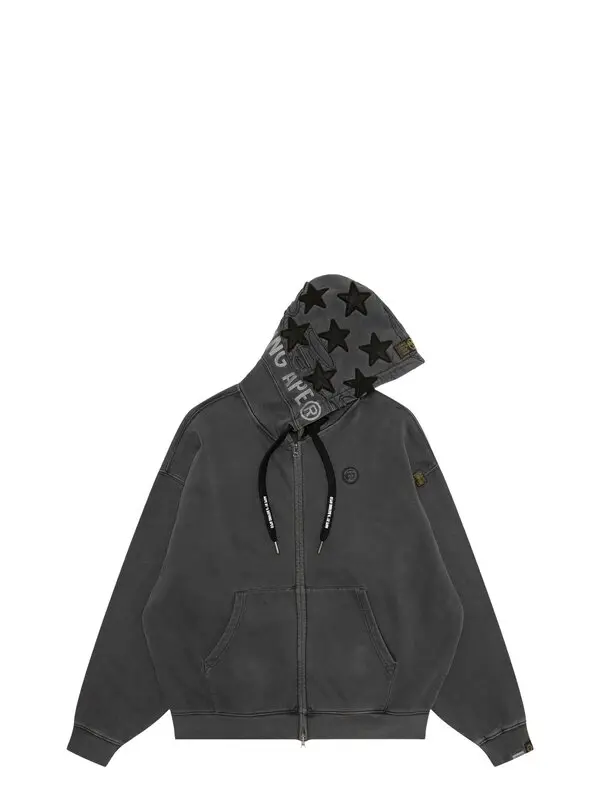 AAPE Moonface Star Hooded Zip-up Sweatshirt /light - Black