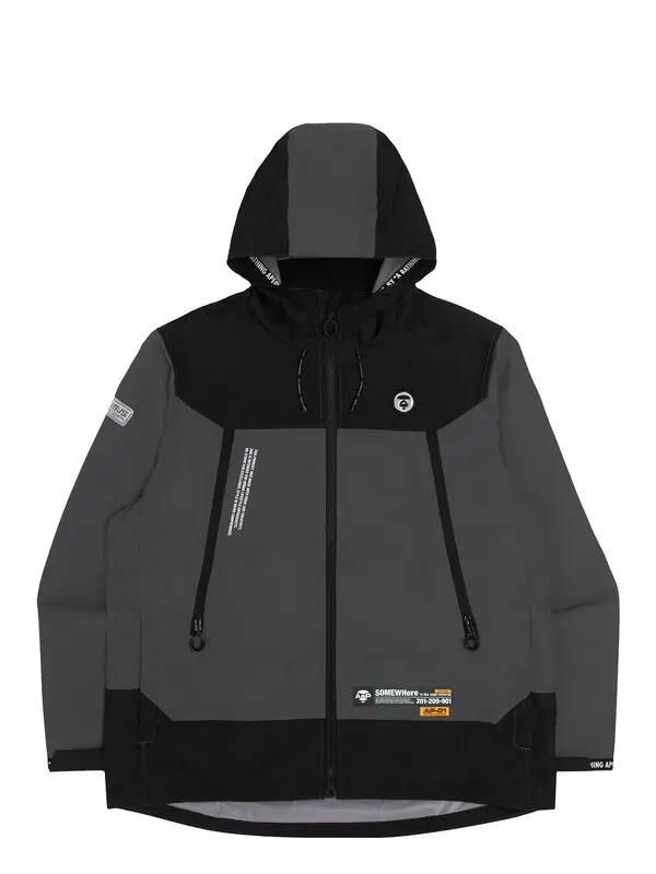 AAPE Moonface Hooded Utility Jacket - Grey