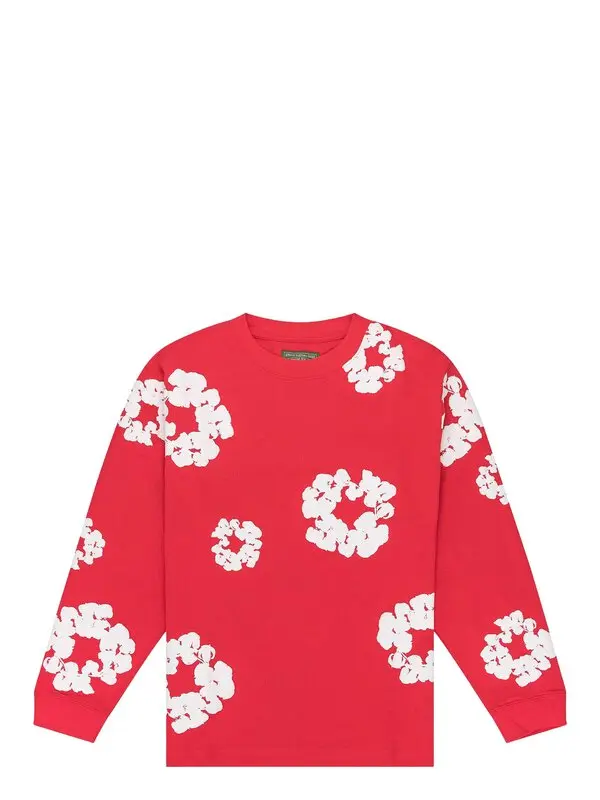 DENIM TEARS Cotton Wreath Long-sleeve Tee - Red