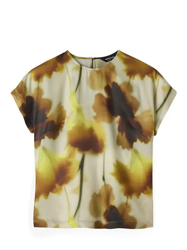 Whistles Floral Stem Short-sleeve Woven Blouse - Yellow/multi