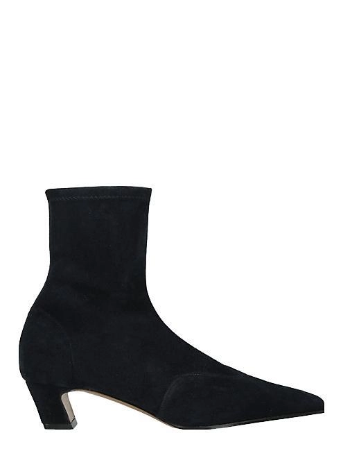 Khaite Nevada 40 Suede Heeled Ankle Boots - Navy