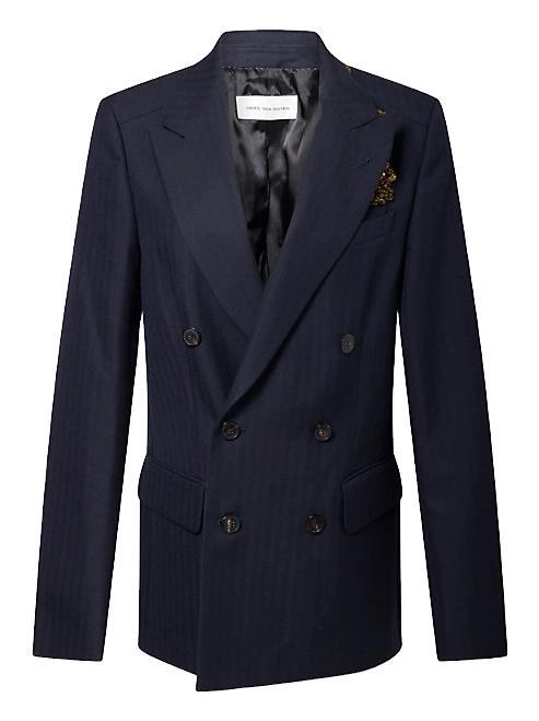 Dries Van Noten Barrysta Embellished Wool Blazer - Navy