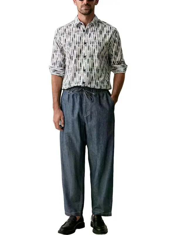 BENETTON Drawstring-waistband Straight-leg Trousers - Blue