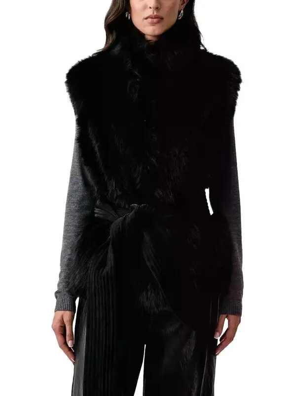 Liu Jo Faux-fur Belted Gilet - Black