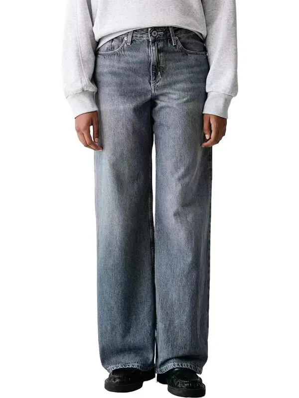 Karl Lagerfeld Washed Wide-leg Jeans - Grey