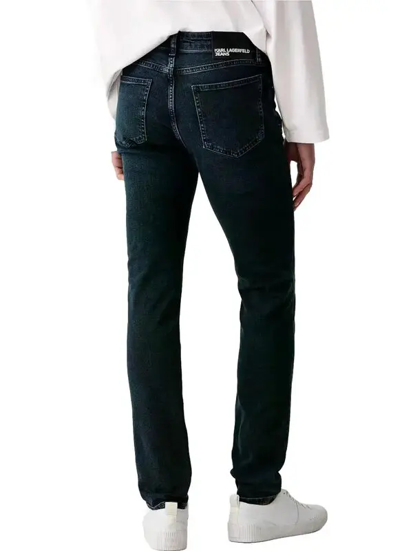 Karl Lagerfeld Logo-patch Whiskered Jeans - Blue