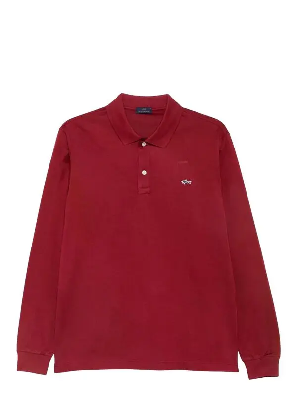Paul & Shark Logo-embroidered Long-sleeve Polo Shirt - Red