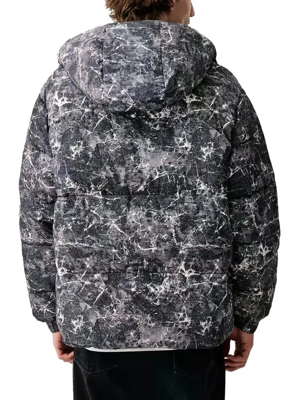 Karl Lagerfeld Marble-print Hooded Jacket - Black