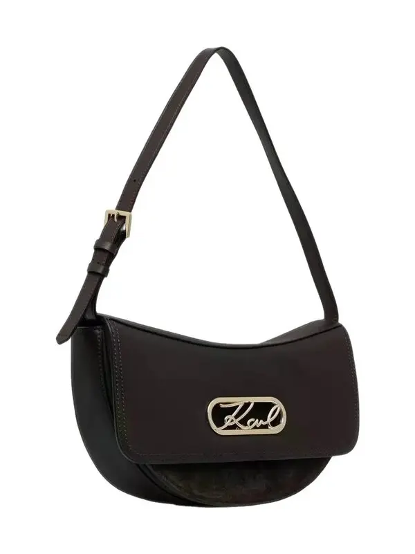 Karl Lagerfeld Logo-plaque Suede-panel Shoulder Bag - Brown