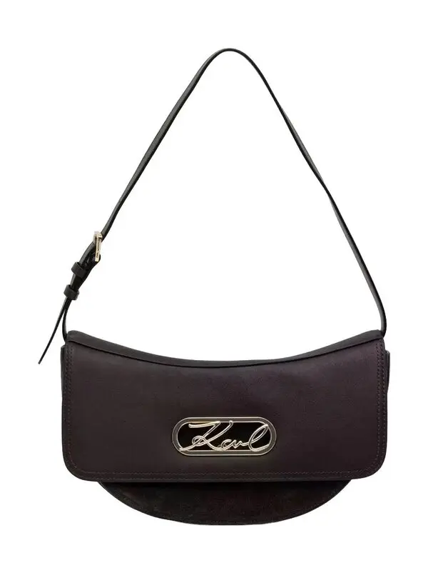 Karl Lagerfeld Logo-plaque Suede-panel Shoulder Bag - Brown