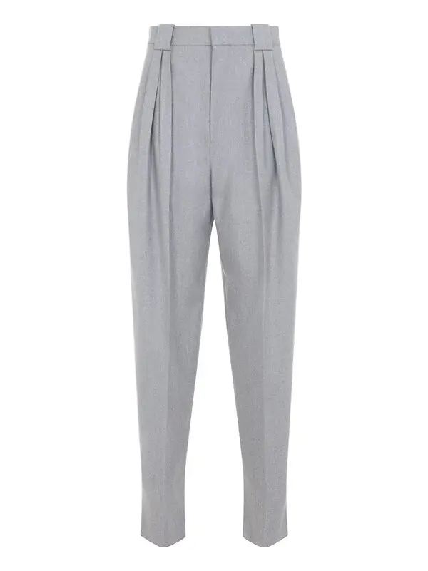 Bottega Veneta Compact Wool Tapered Pants - Grey