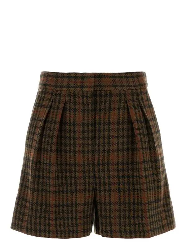 Max Mara Embroidered Wool-blend Mini Shorts - Checked