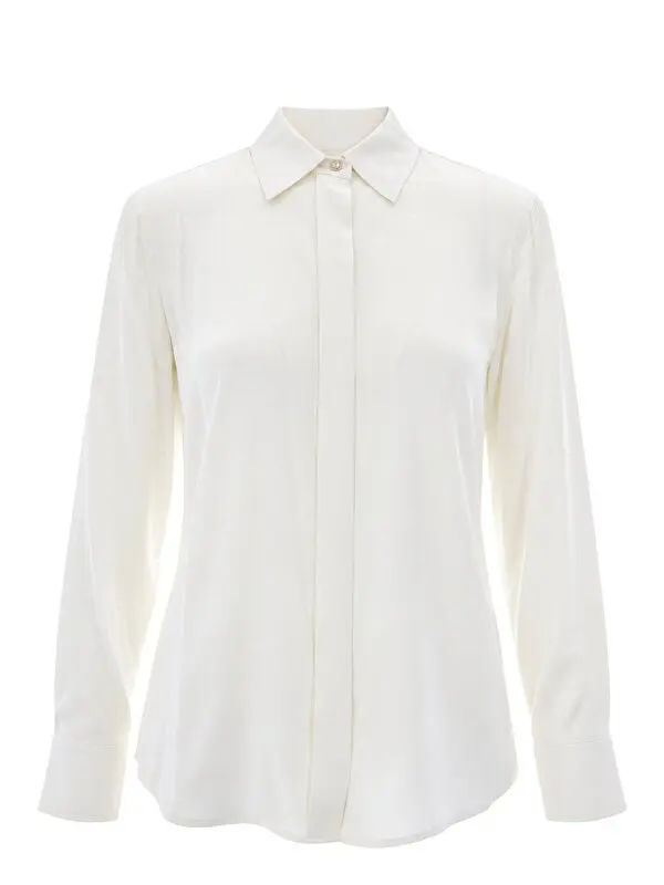 Max Mara Silk Long Sleeve Button-front Shirt - Seta