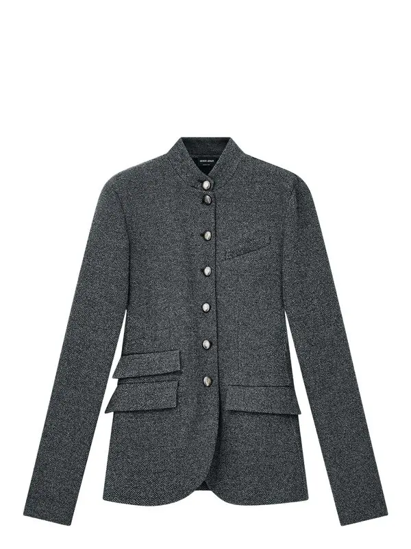 Giorgio Armani Textured Button Front Jacket - Grey