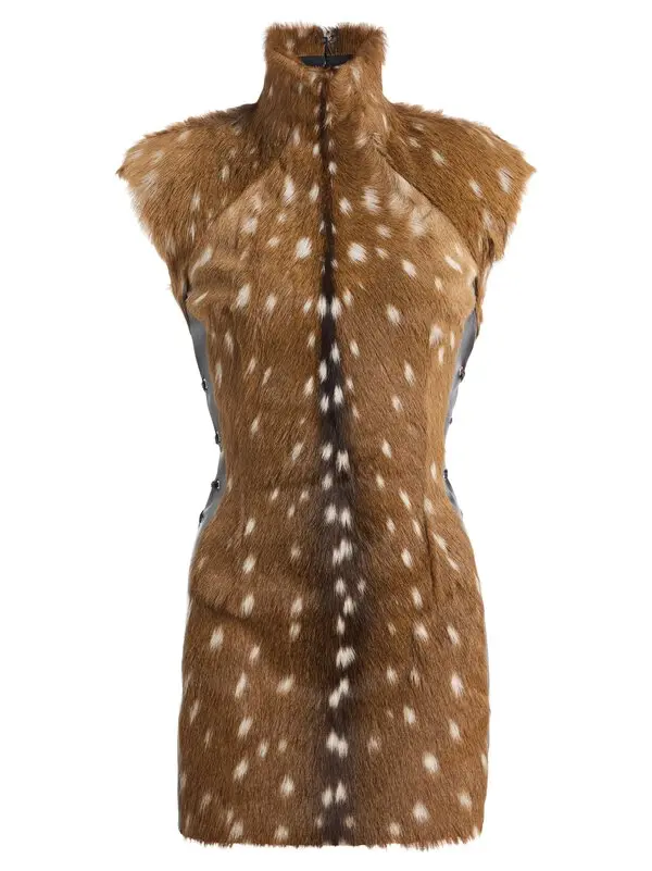LAQUAN SMITH Calf Hair Mini Dress - Animal