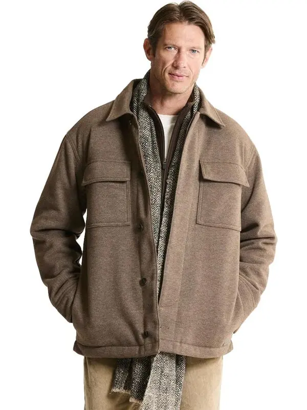 JACHS Bonded Wool Blend Heather Knit Jacket - Brown