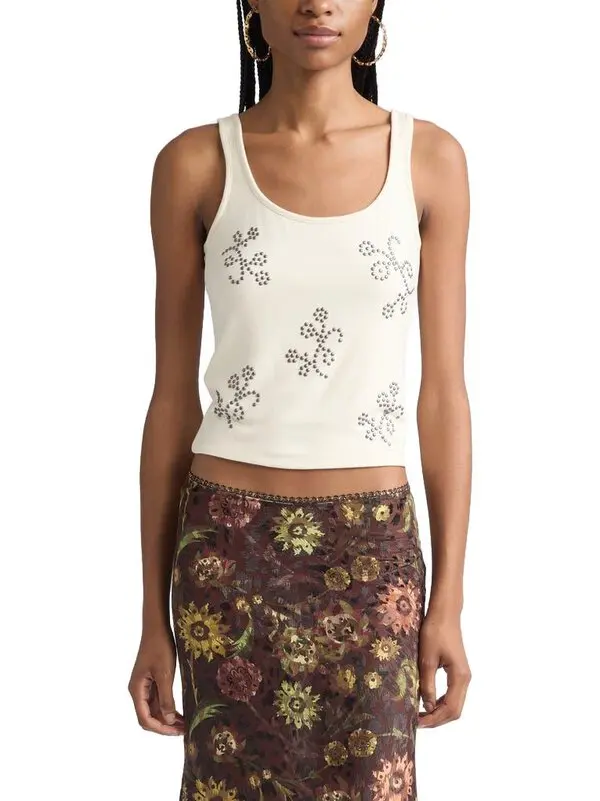 SIEDRES Cali Studded Rib Tank - Ecru