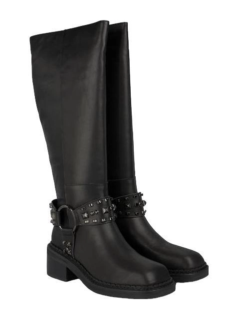 ALMA EN PENA Studded Biker Boot - Black