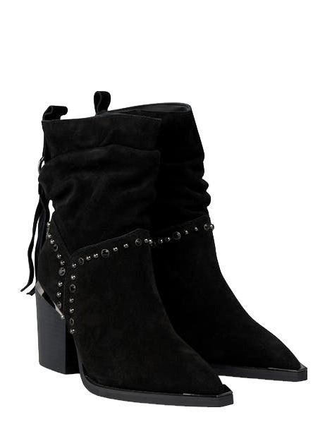ALMA EN PENA Tassel Studed Ankle Boot - Black