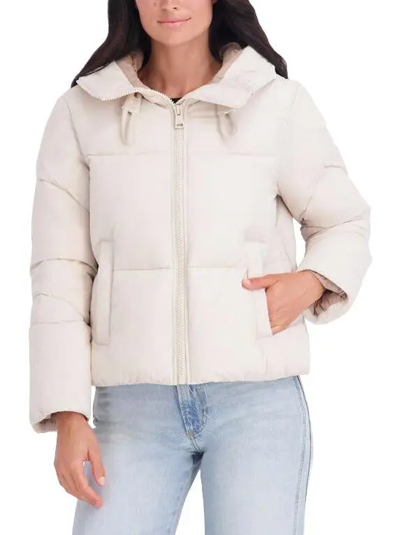 KENNETH COLE Short Hooded Puffer Jacket - Bone