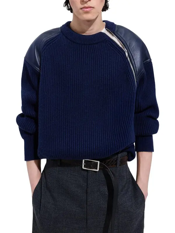 Bottega Veneta Maglione A Coste Inglesi In Lana E Cashmere - Blu
