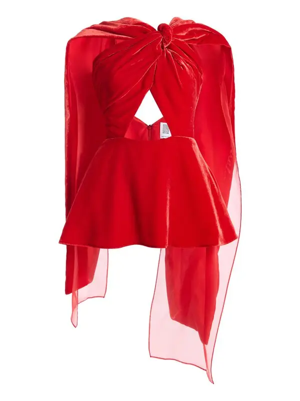 Rosie Assoulin X-drape Velvet Top - Red