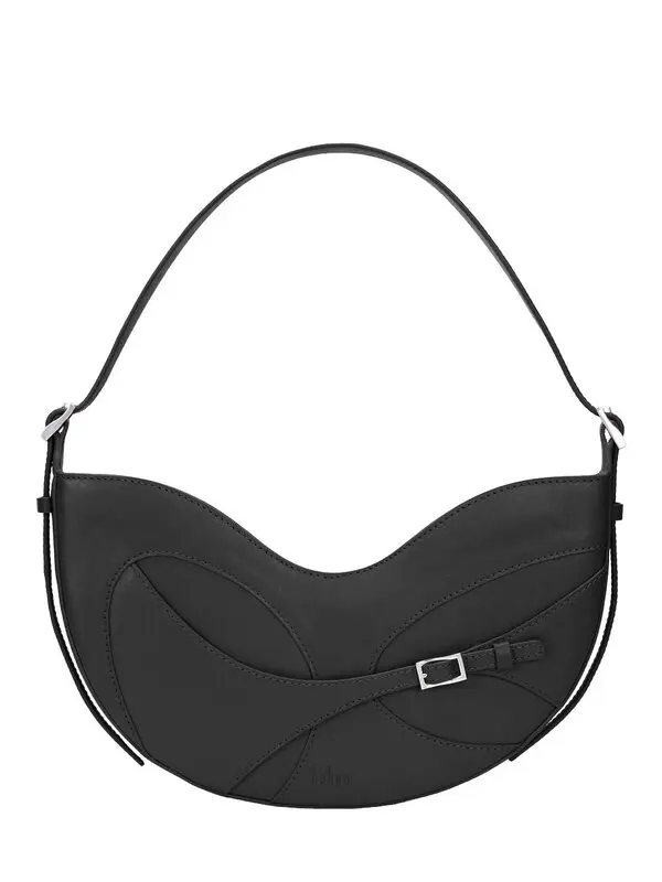 BEHNO Melina Leather Strappy Pouchette - Black