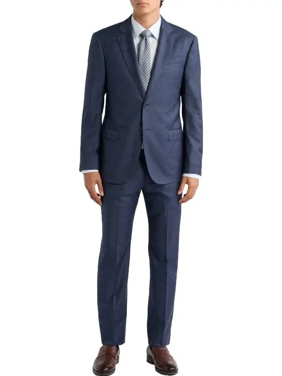 Emporio Armani G-line Windowpane Check Virgin Wool Suit - Navy