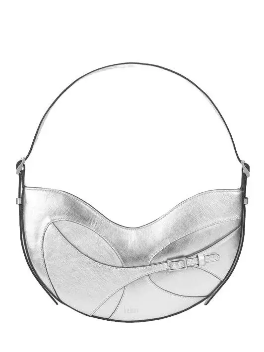 BEHNO Melina Leather Strappy Pouchette - Silver