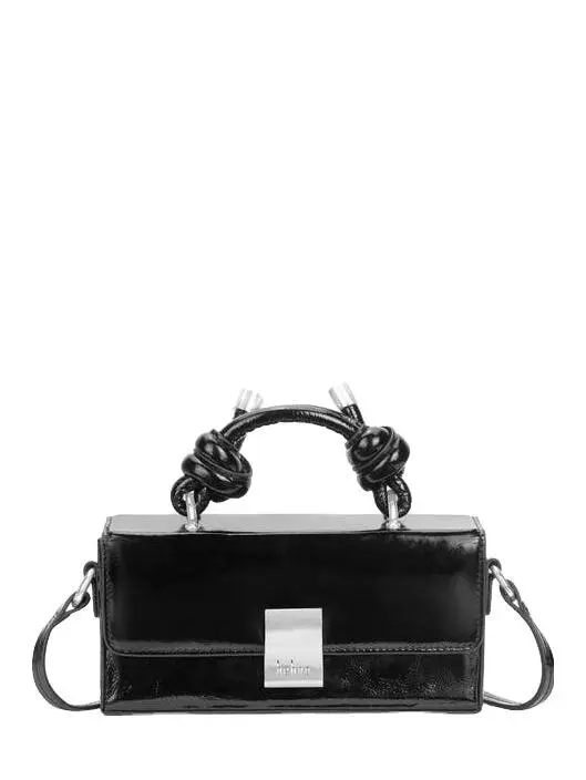 BEHNO Mary Micro Crinkle Leather Crossbody Bag - Black