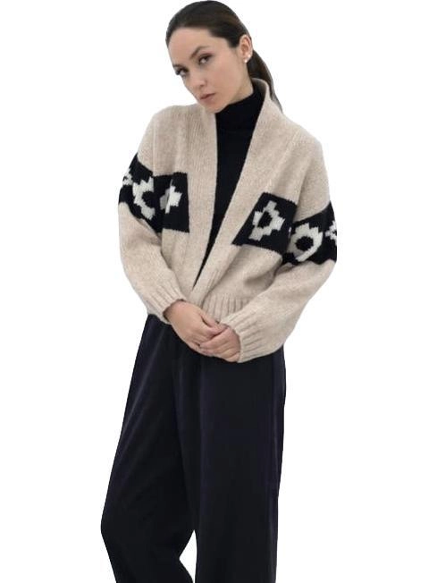 YAPA Siembra Patterned Cardigan - Beige