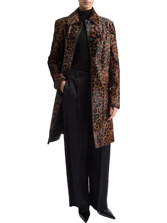 TOTEME Print Genuine Calf Hair Coat - Leopard