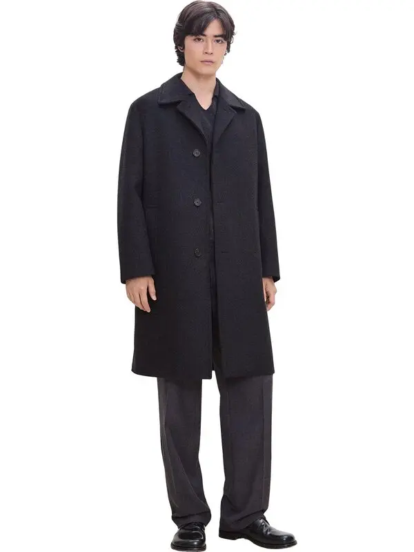 Theory Balmacaan Coat In Plush Melton - Phantom Melange