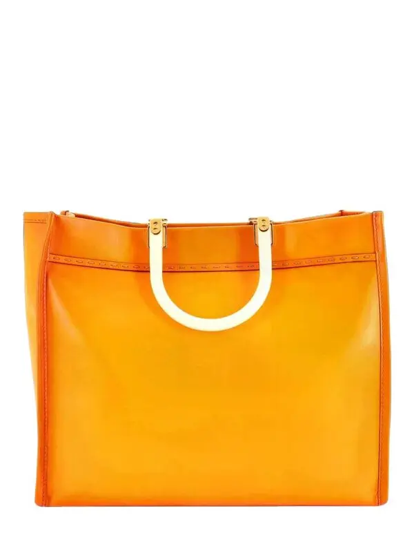Fendi Sunshine Shopper Leather Medium Tote Bag - Orange