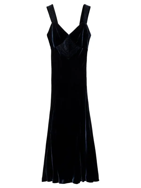 ALLSAINTS Berletta Velvet Maxi Dress - Blue