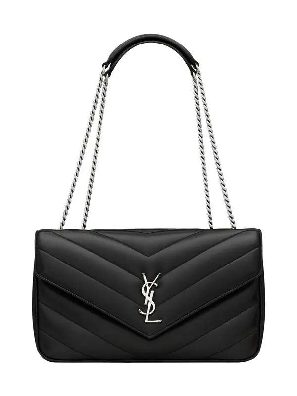 Saint Laurent Loulou Medium In Matelassé Lambskin - Black