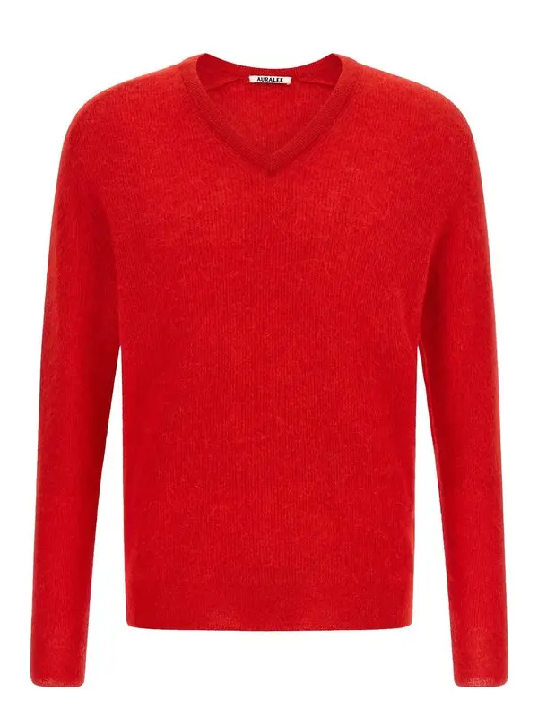 Auralee Baby Suri Alpaca Sheer' Sweater - Red