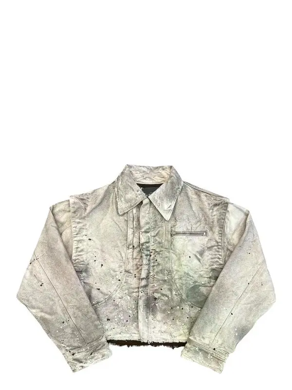 SEKRIT Chopper Paint-splatter Denim Jacket - Grey