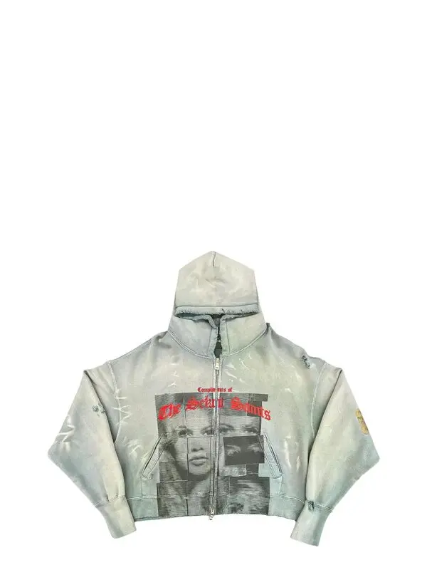SEKRIT Compliments Graphic-print Zip-up Hoodie - Blue