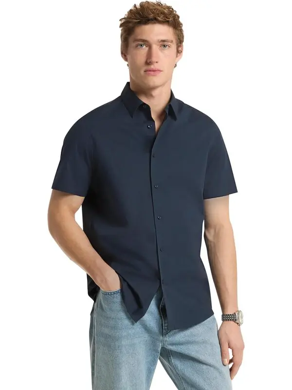 Michael Kors Stretch Cotton Shirt In Size By - Blue