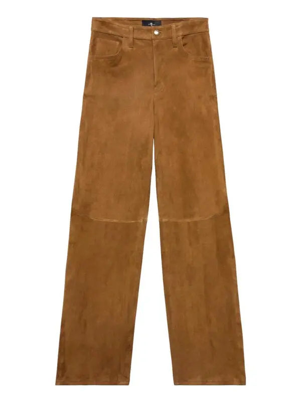 7 For All Mankind Stovepipe Straight In Suede - Brown