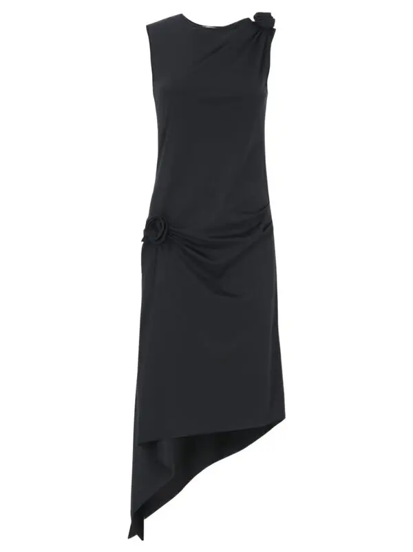Coperni Draped Rose Detail Dress - Black