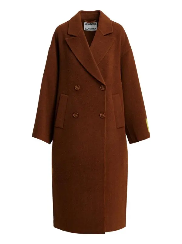 Essentiel Antwerp Logo-patch Single Breasted Coat - Brown