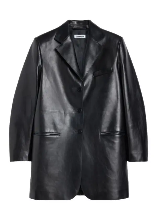 JIL SANDER Leather Tailored Jacket - Black