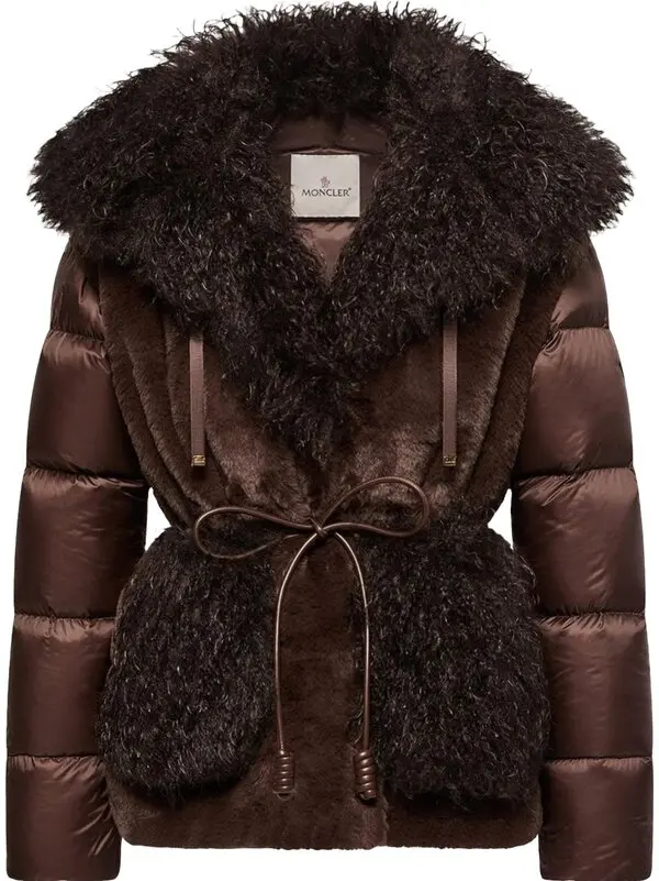 Moncler Drawstring Faux Fur Puffer Coat - No