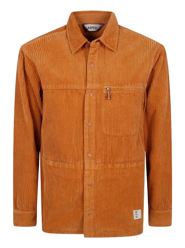 Aspesi Long-sleeved Corduroy Shirt - Brown