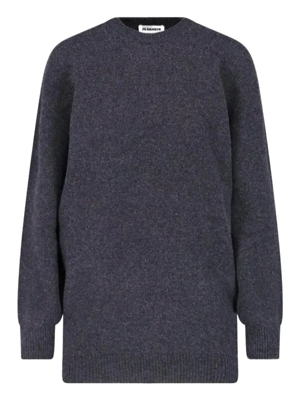 JIL SANDER Ribbed Crewneck Knitted Sweater - Gray