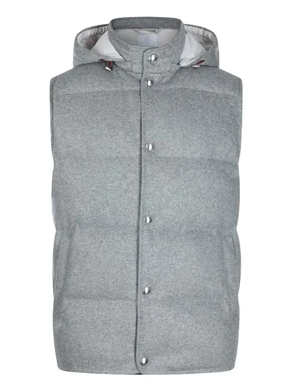 Eleventy Hooded Quilted Gilet - Light Gray